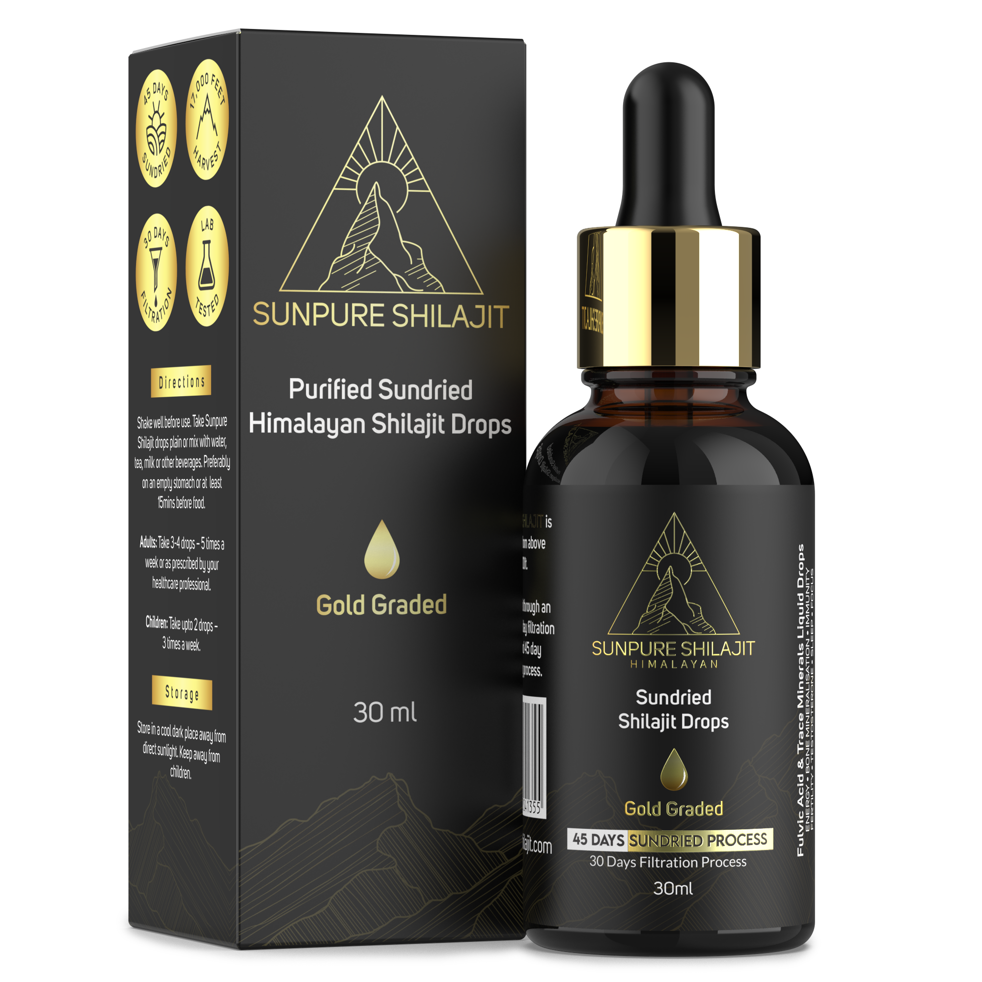 Sunpure Shilajit® Sundried Himalayan Shilajit Drops 30ml – Sunpure ...